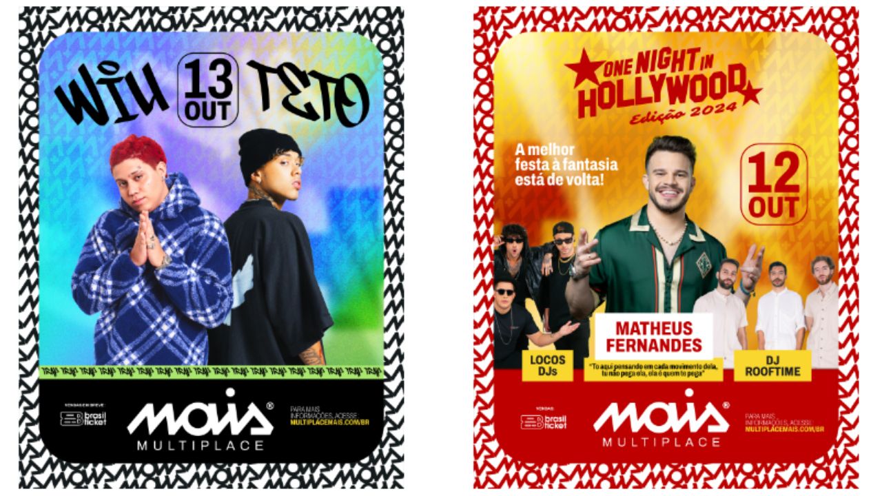 Agenda de Shows no Multiplace Mais em Outubro de 2024